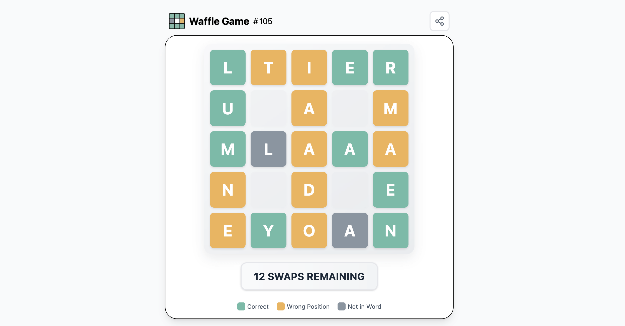 Waffle Game - Daily Word Puzzle